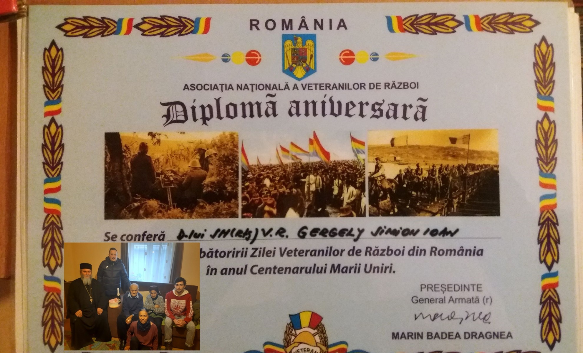Gergely Simion Ioan, veteran de război, sărbătorit la 104 ani de elevii ...
